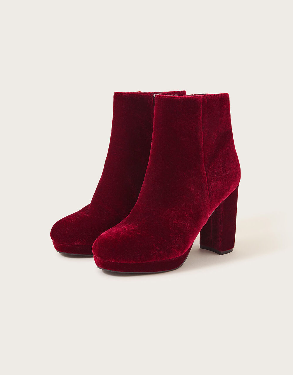 Velvet Platform Boots Red | Women's Shoes | Monsoon UK.