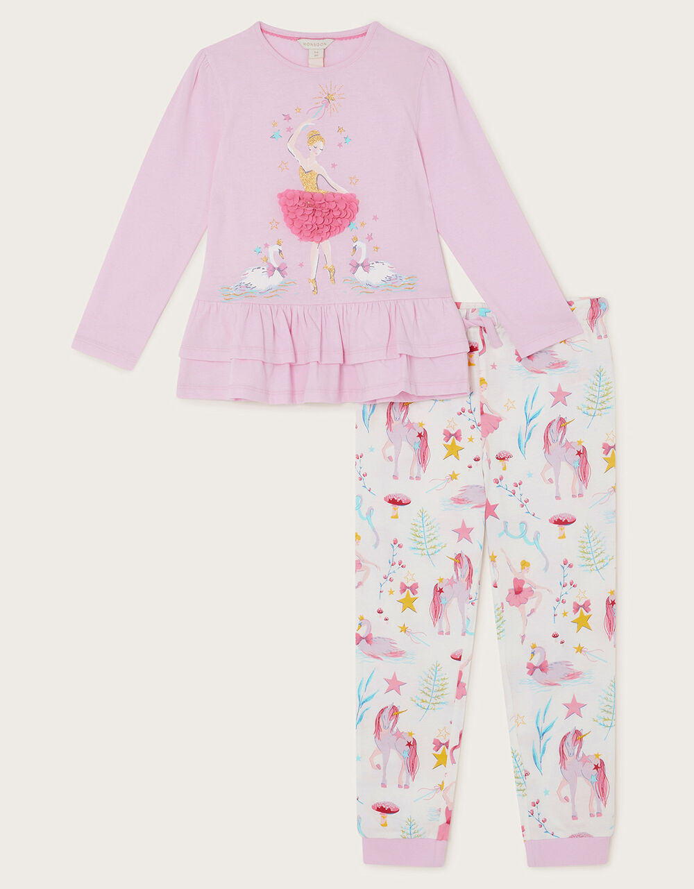 Ballerina Jersey 3D Pyjamas Pink | Girls' Nightwear | Monsoon UK.