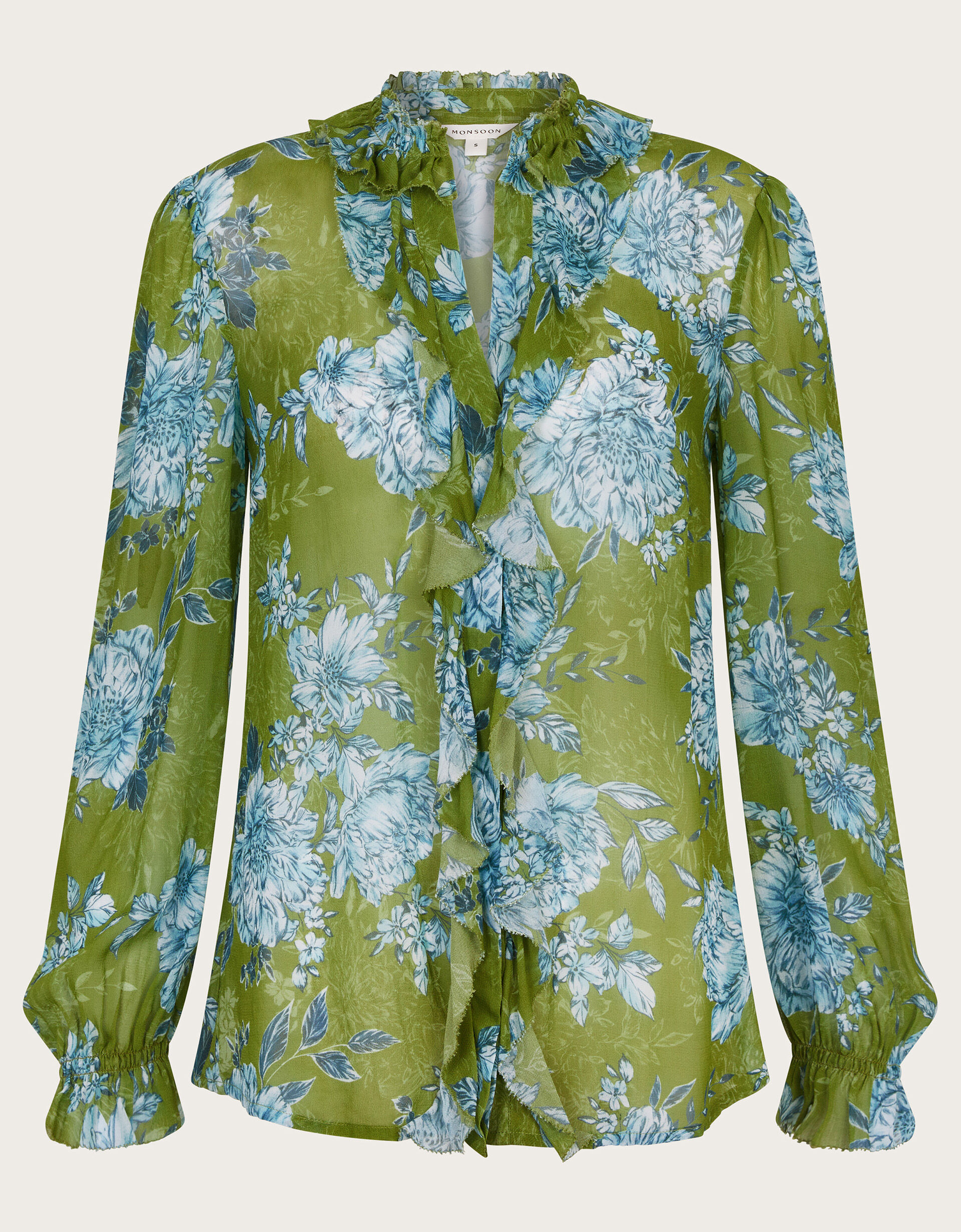 Eva Floral Ruffle Blouse Green | Blouses & Shirts | Monsoon UK.