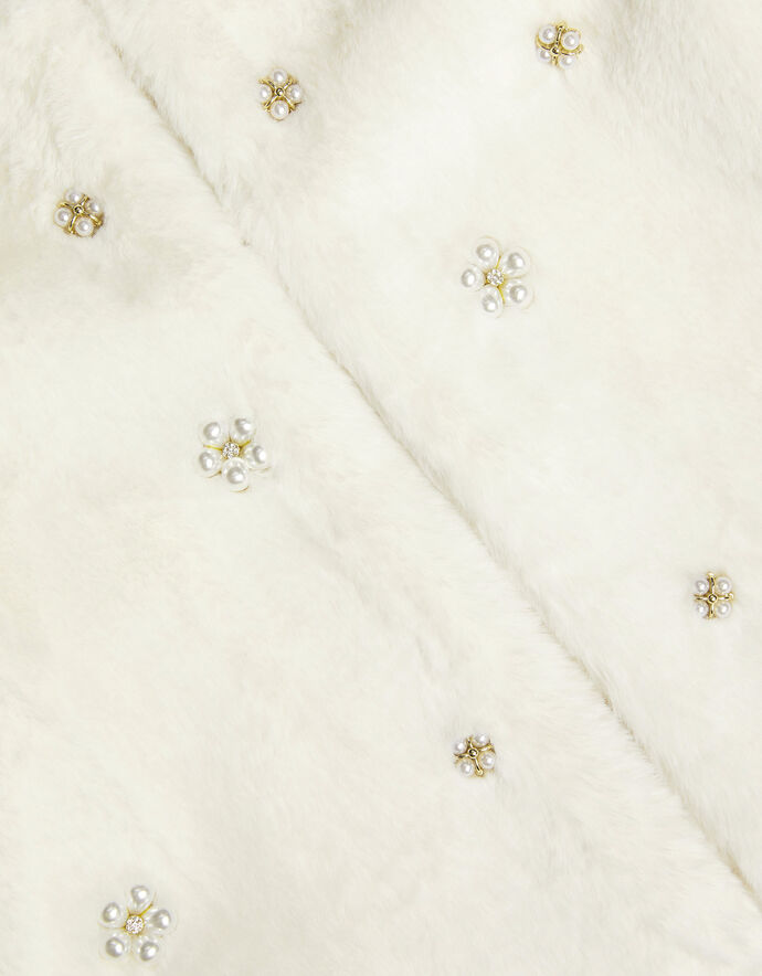 Faux Fur Embellished Jacket Ivory | Girls' Coats & Jackets | Monsoon UK.