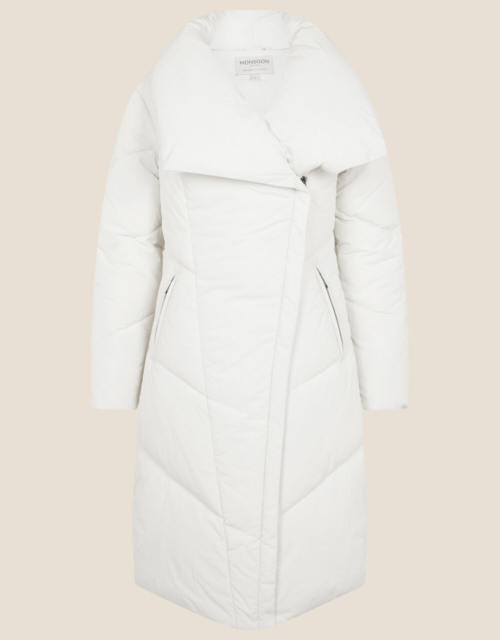 Dhalia Long Padded Coat White | Women's Coats | Monsoon UK.