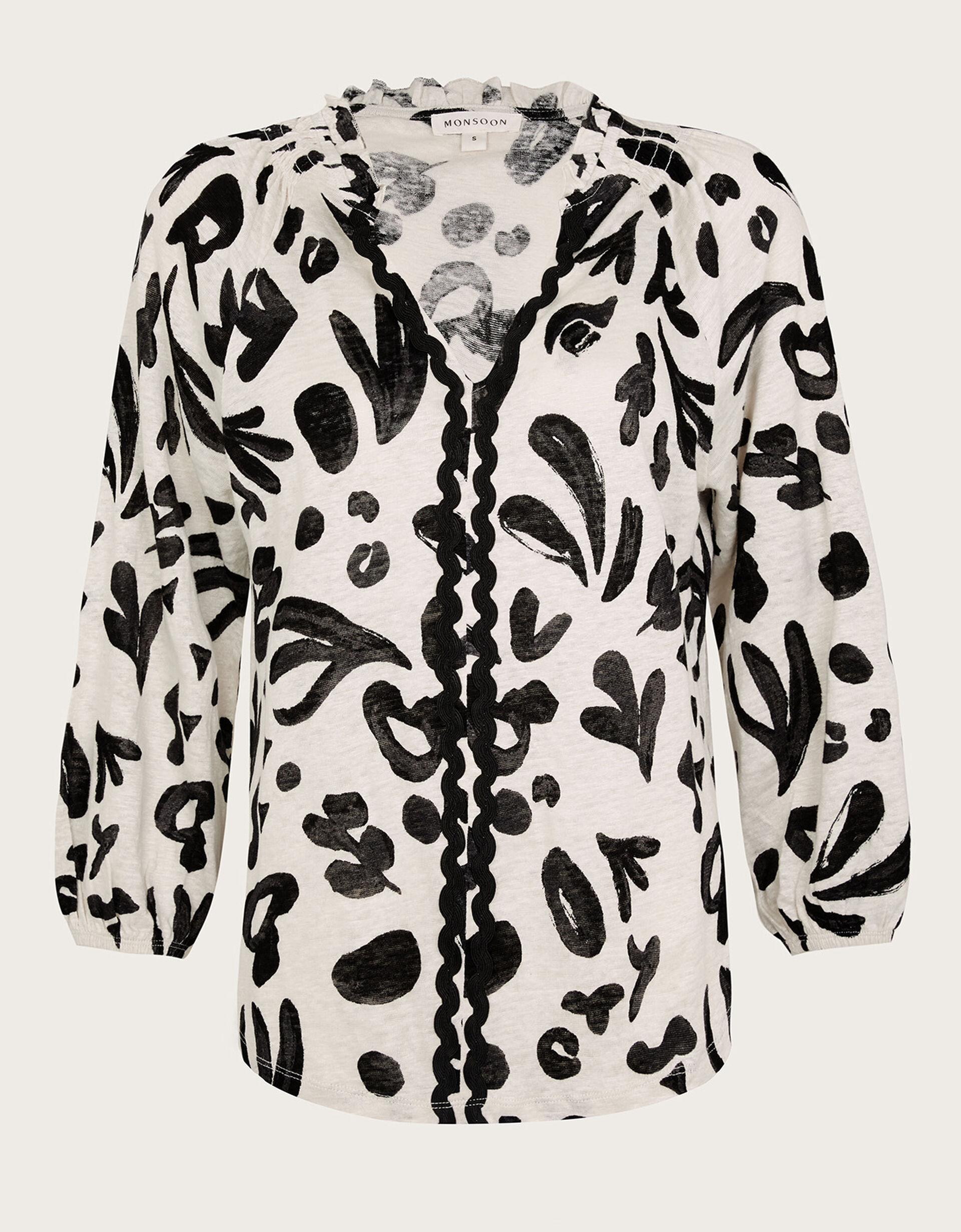 Rosa Print Linen Top Ivory | Tops & T-shirts | Monsoon UK.