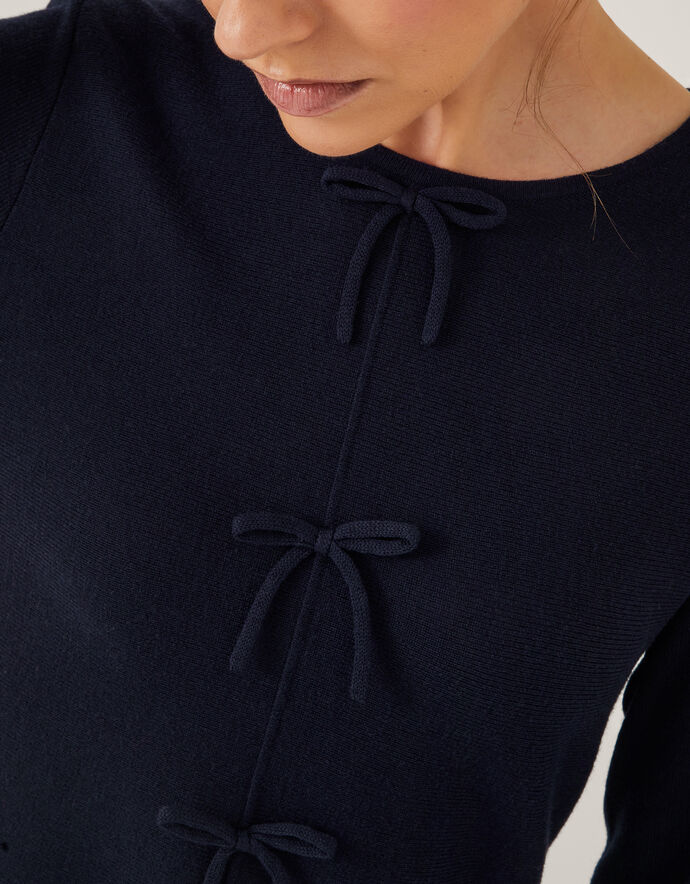 Paula Peplum Bow Jumper Blue | Jumpers | Monsoon UK.
