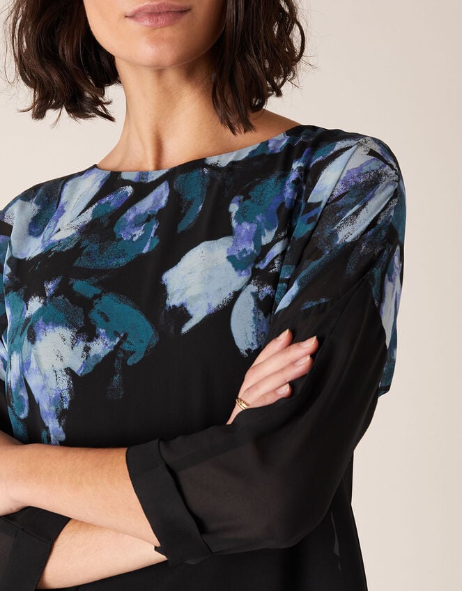 Floral Placement Print Blouse Black | Blouses & Shirts | Monsoon UK.