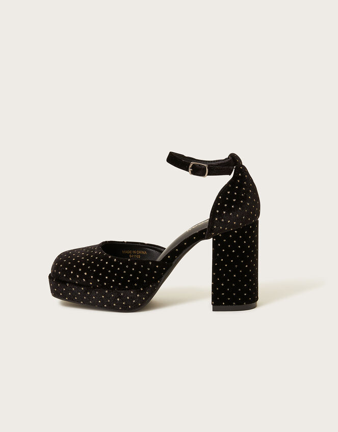 Velvet Spot Closed Toe Platform Heels Black