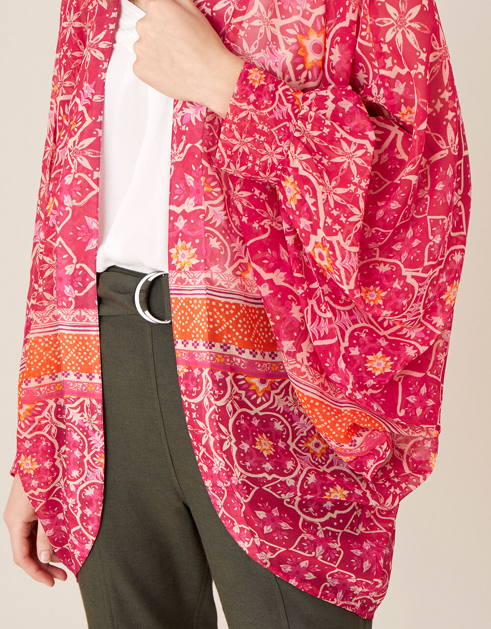 Border Print Cocoon Cover-Up