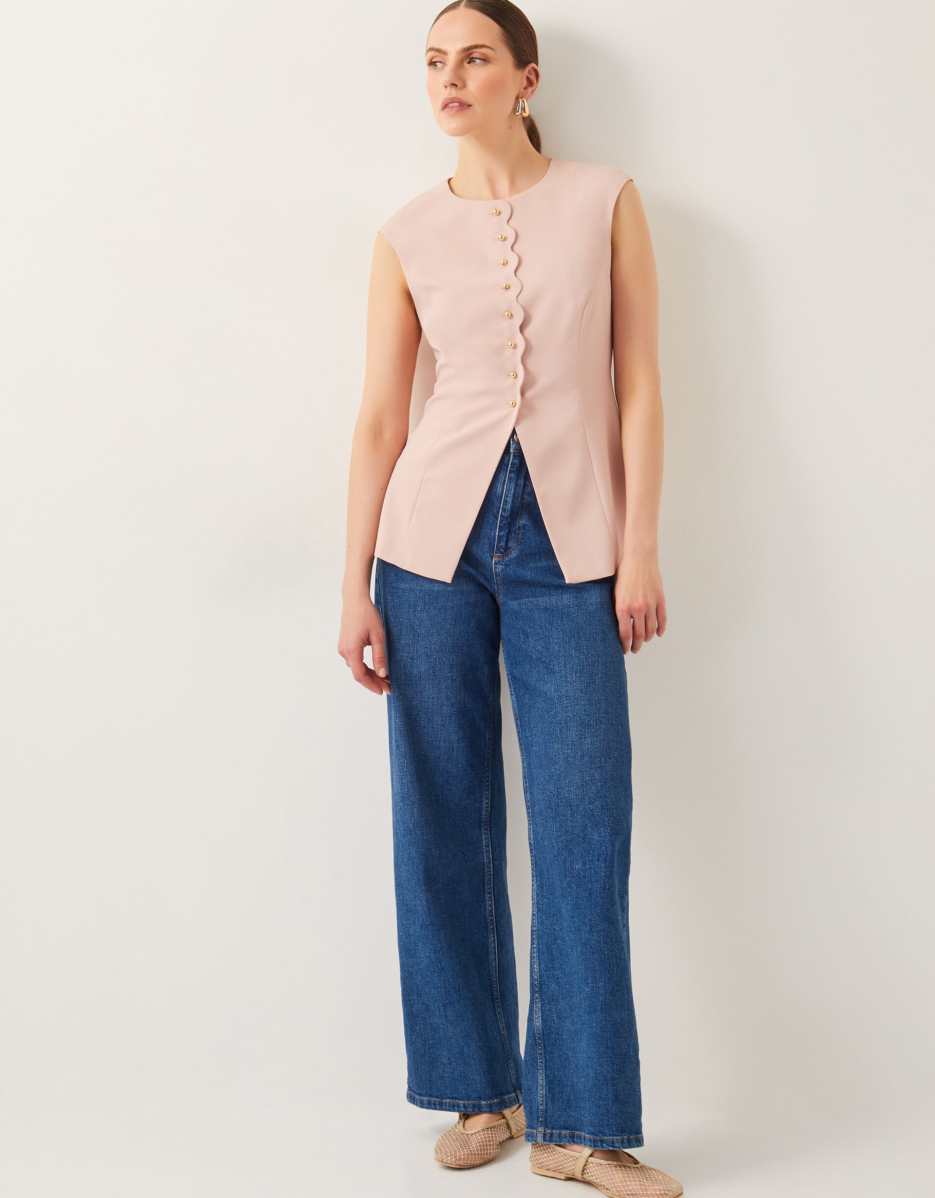 Ruth Scallop Waistcoat Pink