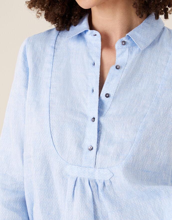 Dobby Shirt in Pure Linen Blue