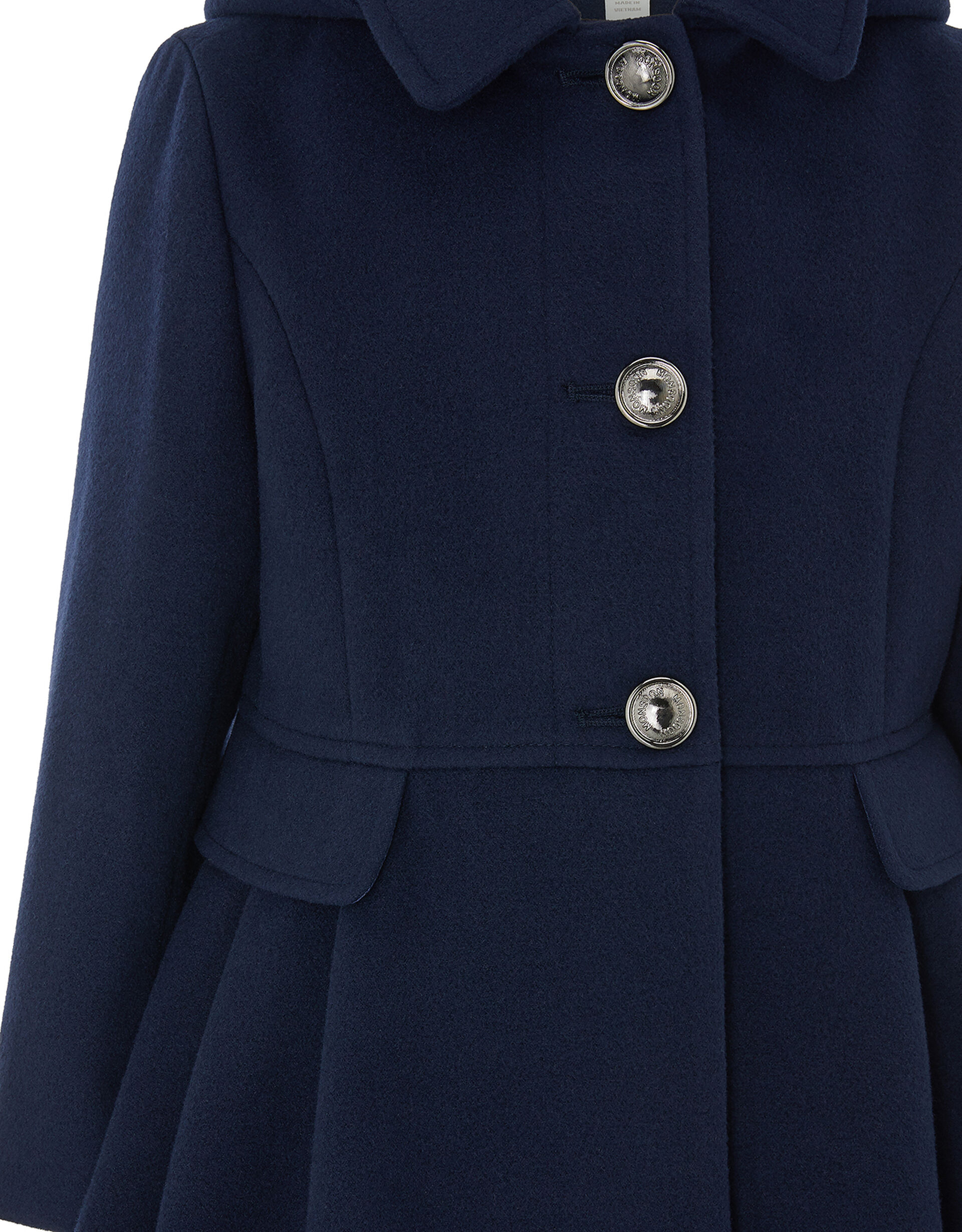 Navy Skirted Coat with Recycled Fabric Blue