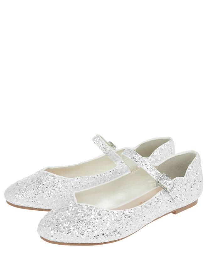 Florabella Sequin Ballerina Shoes Silver | Girls' Flat Shoes | Monsoon UK.