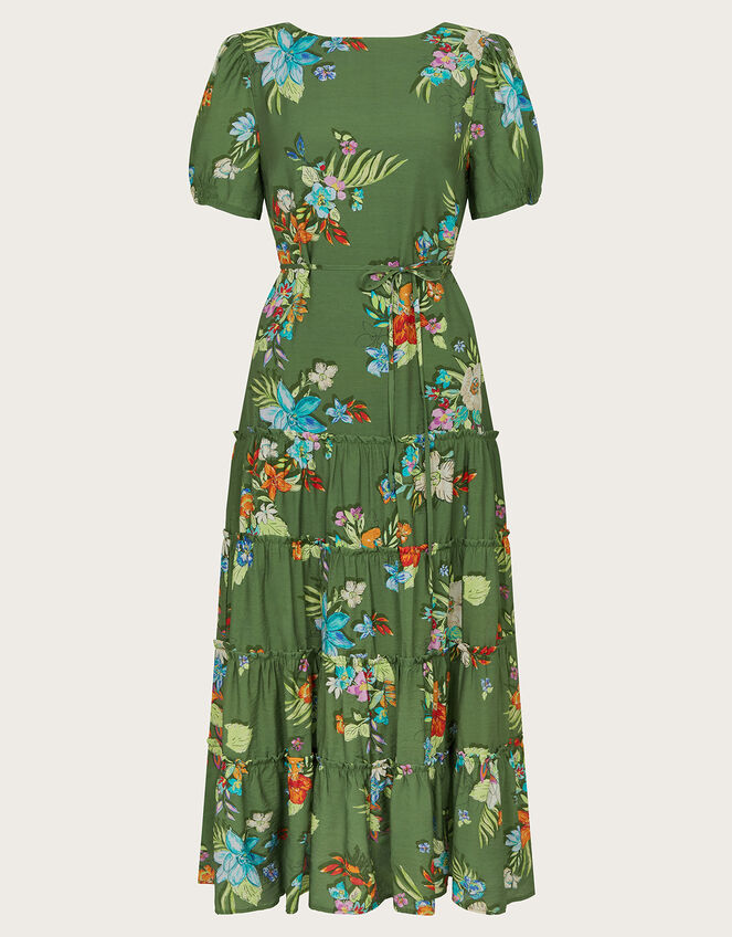 Zafia Tiered Dress Green | Evening Dresses | Monsoon UK.