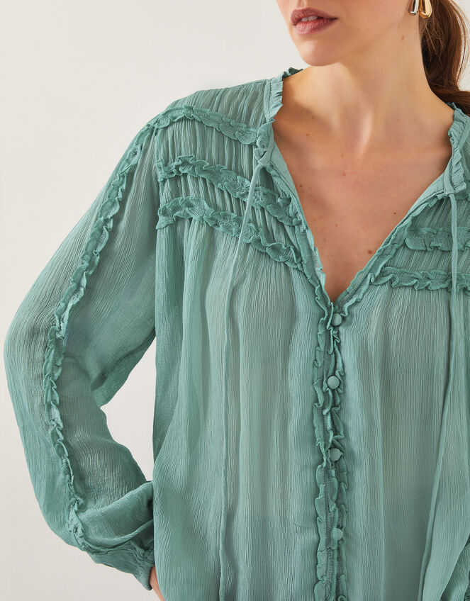 Juliet Sheer Texture Ruffle Blouse | Tops & T-shirts | Monsoon UK.
