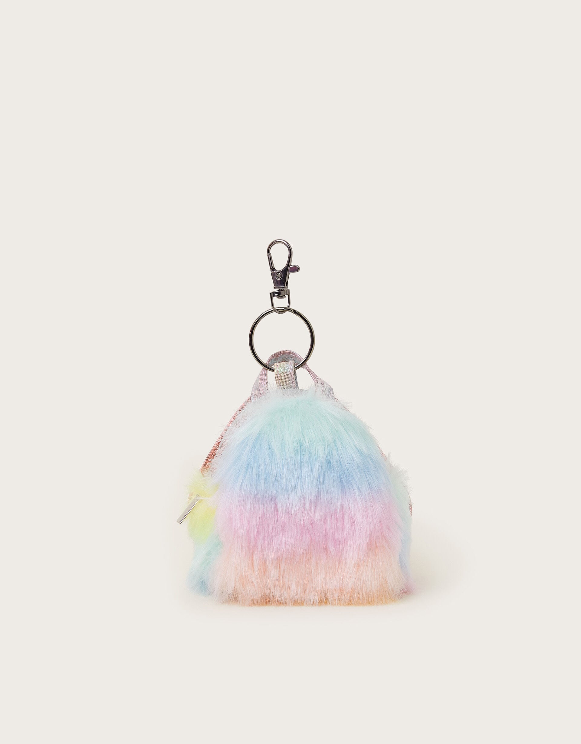 Rainbow Faux Fur Backpack Bag Charm