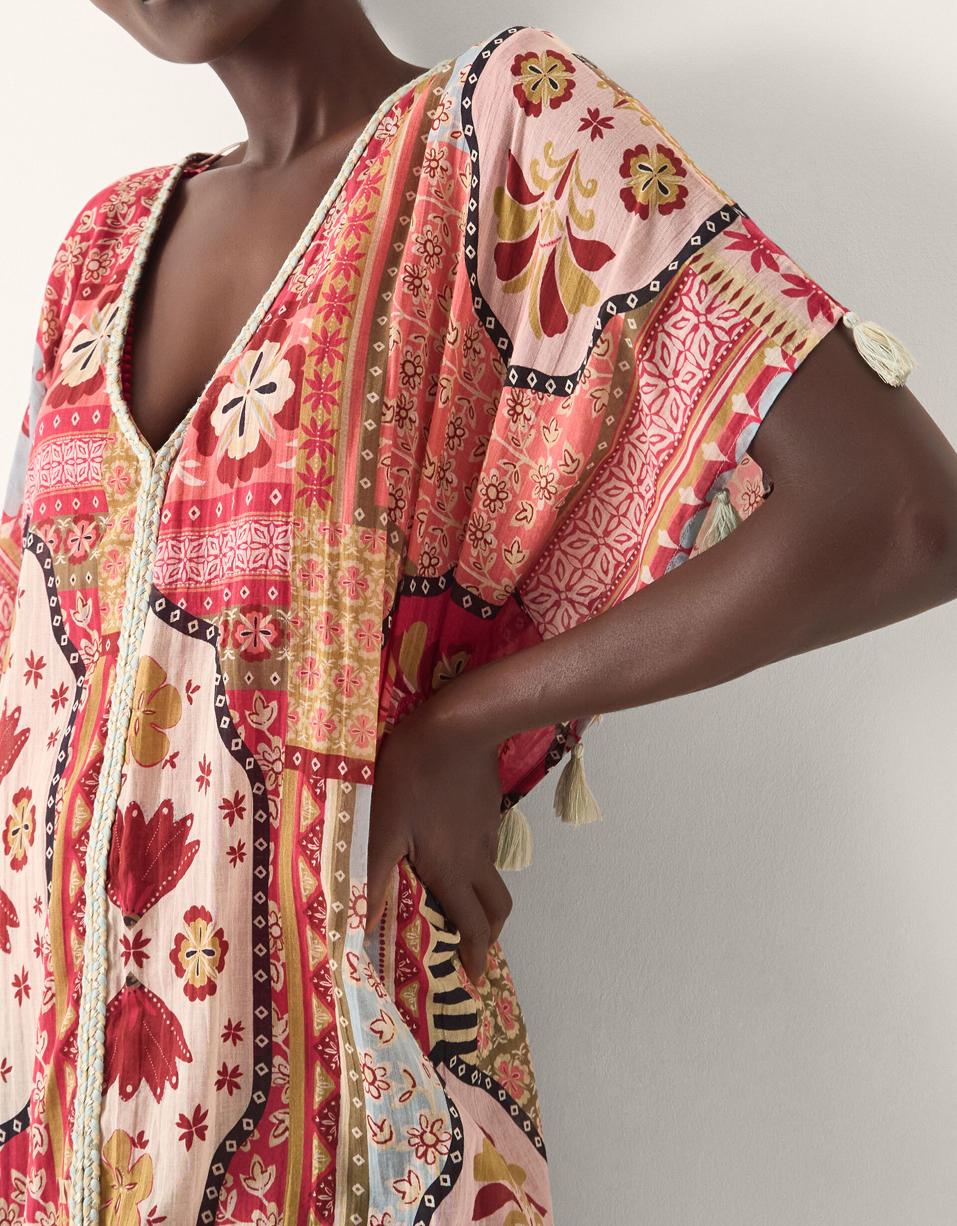 Patti Tile Print Mini Kaftan Pink | Kaftans & Kimonos | Monsoon UK.