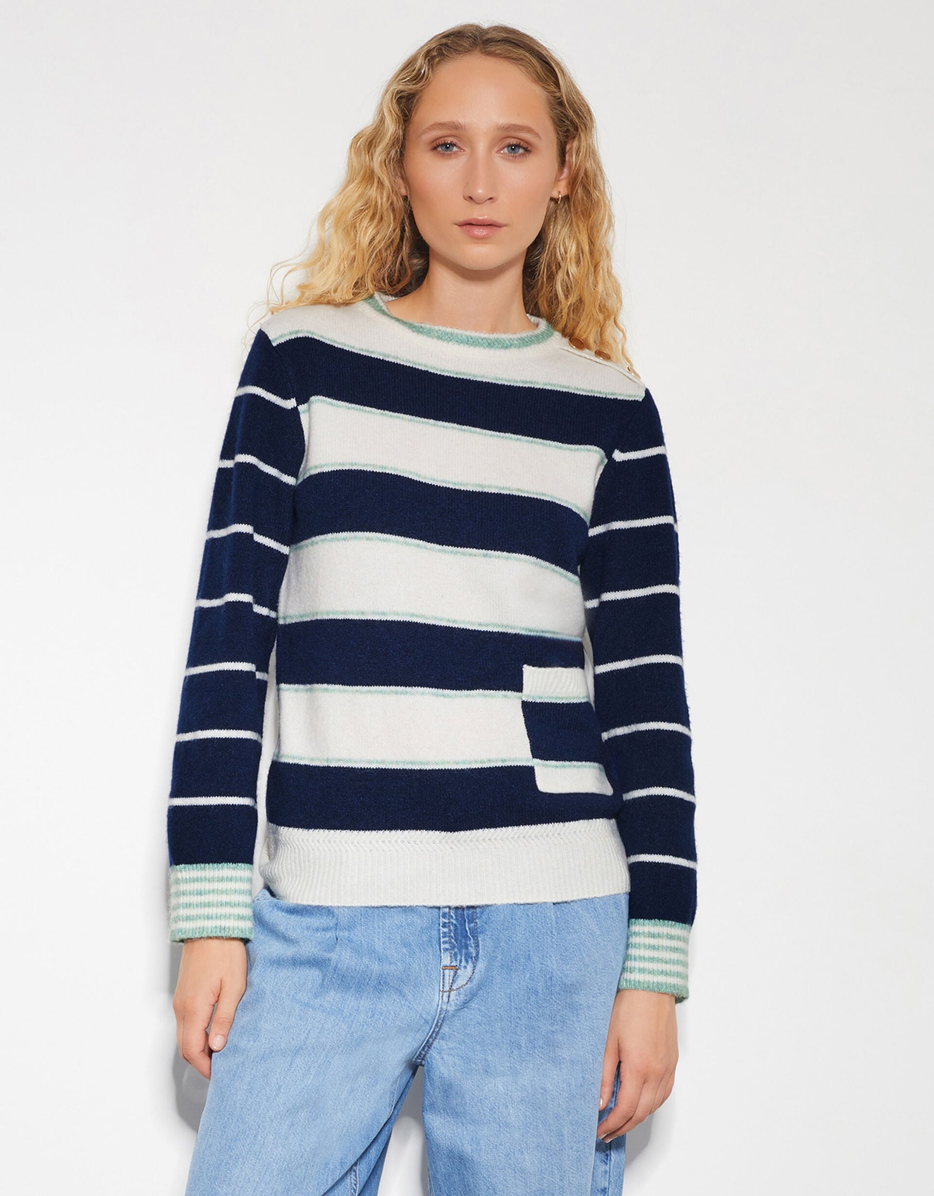 Sutton Stripe Jumper Blue