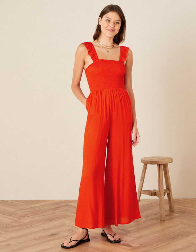 Ruffle Strap Wide Leg Jumpsuit Orange | Jumpsuits | Monsoon UK.