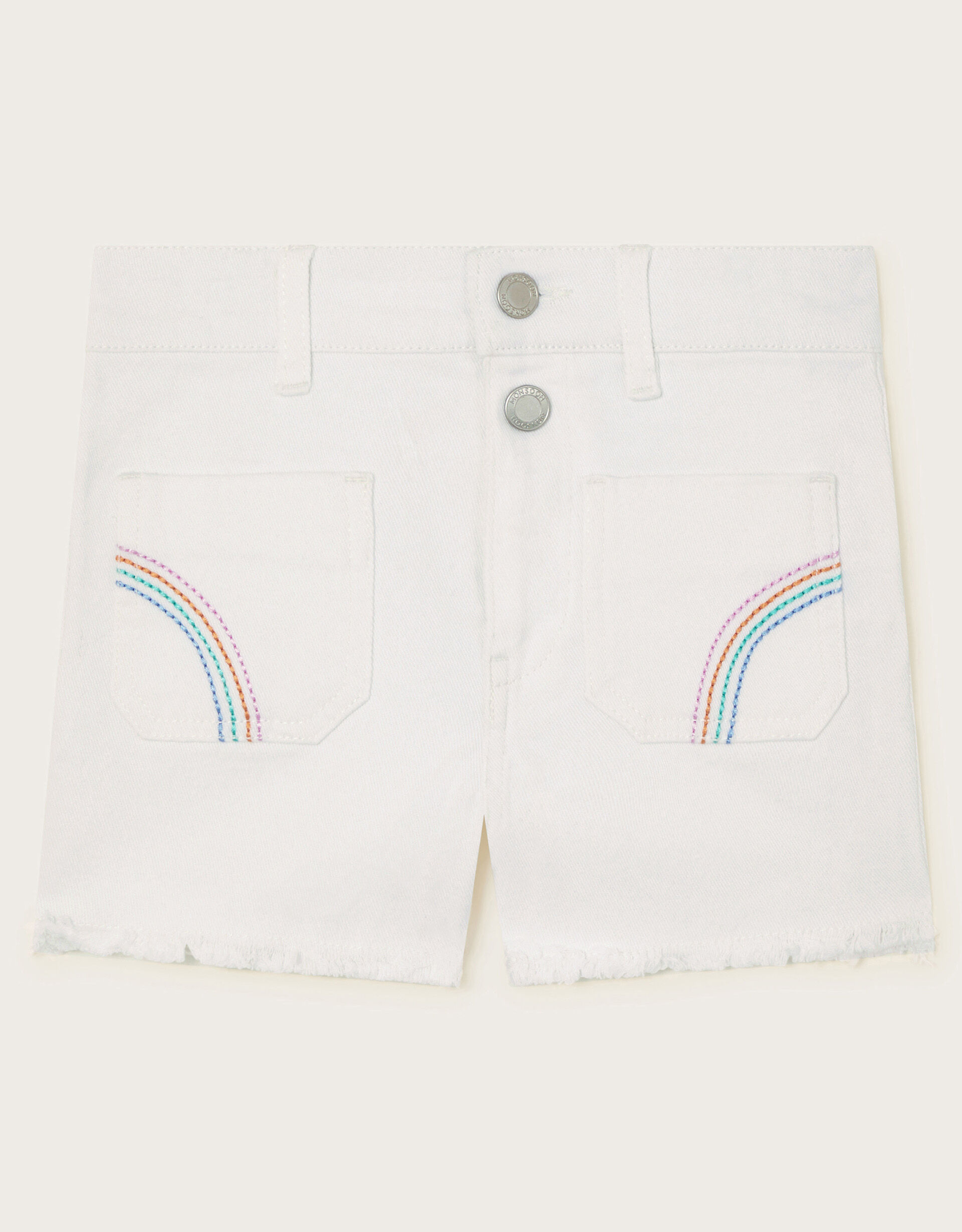 Rainbow Denim Shorts White | Girls' Trousers & Shorts | Monsoon UK.