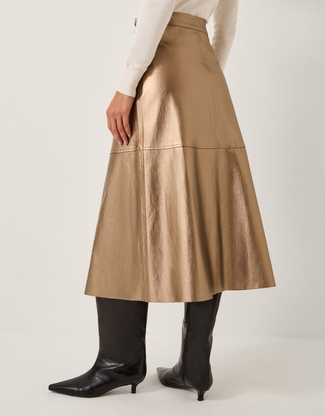 Pippa Faux Leather Midi Skirt Bronze | Skirts | Monsoon UK.