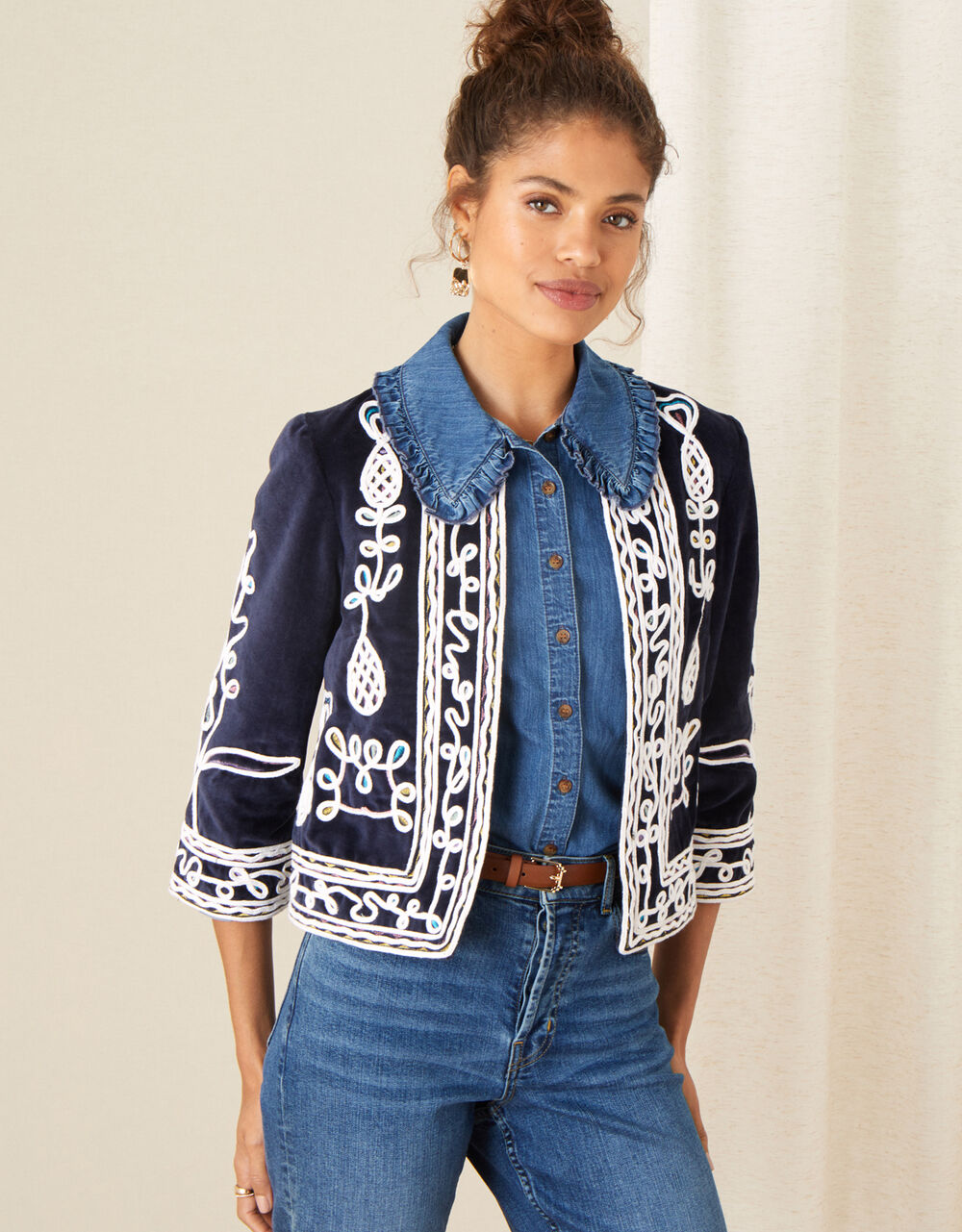 Embroidered Velvet Jacket | Women's Jackets | Monsoon UK.