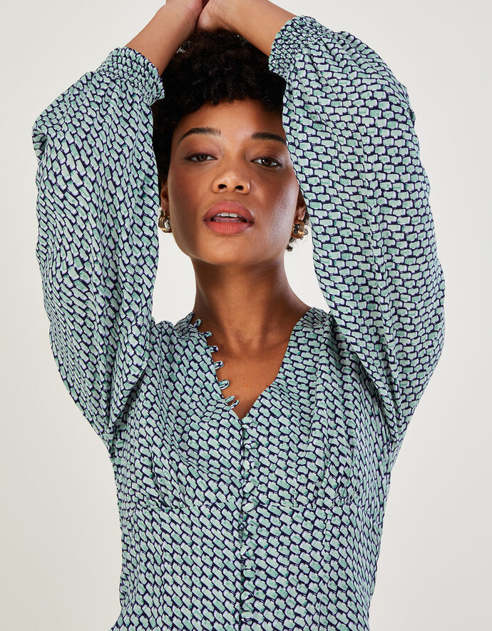 Signy Geometric Print Blouse Green