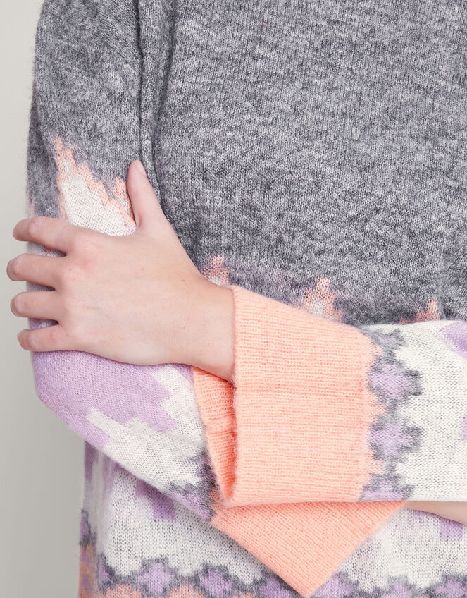 Ami Aztec-Inspired Jumper Grey | Knitwear | Monsoon UK.