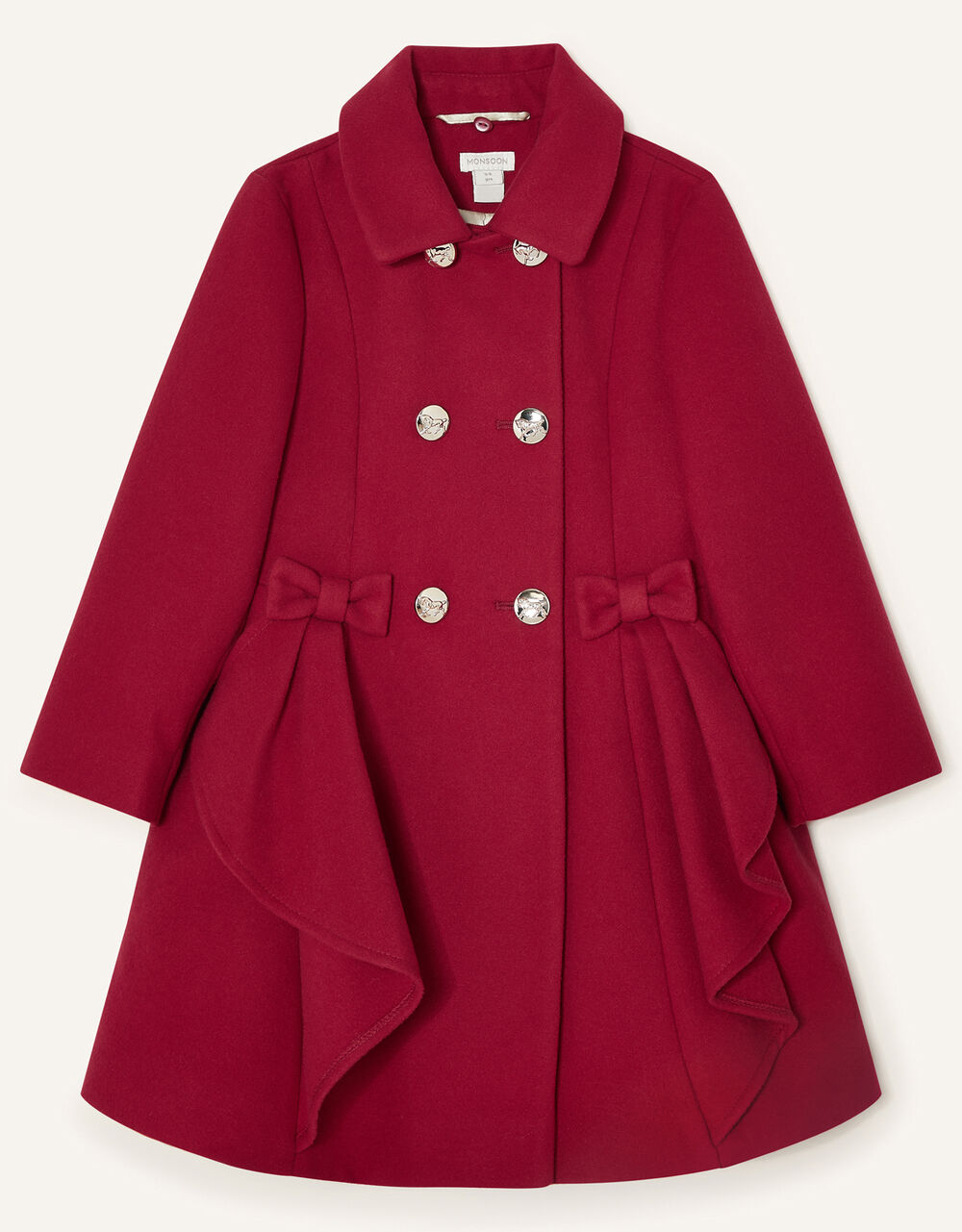 Detachable Leopard Collar Ruffle Coat Red | Girls' Coats & Jackets ...
