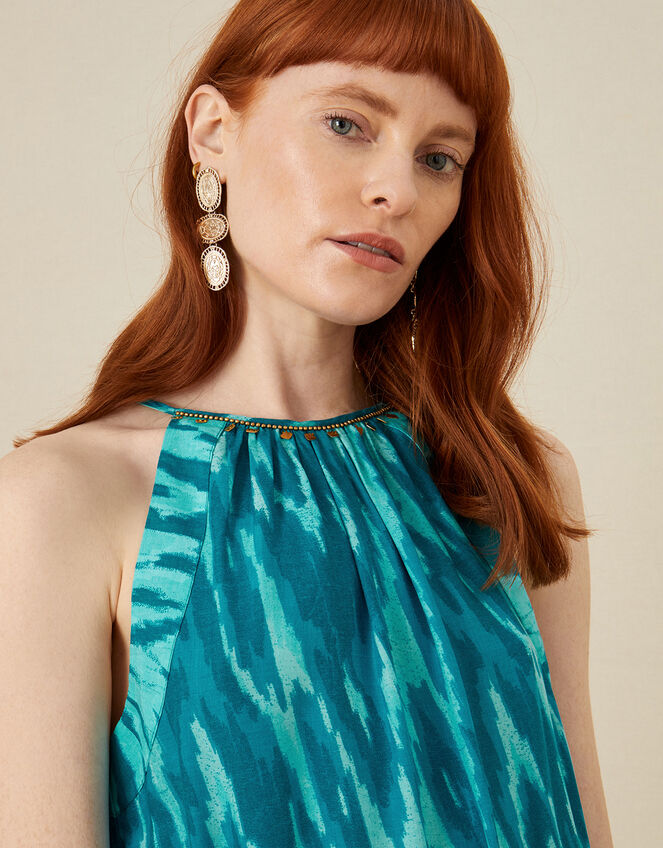 Ikat Print Cami Dress in LENZING™ ECOVERO™ Teal