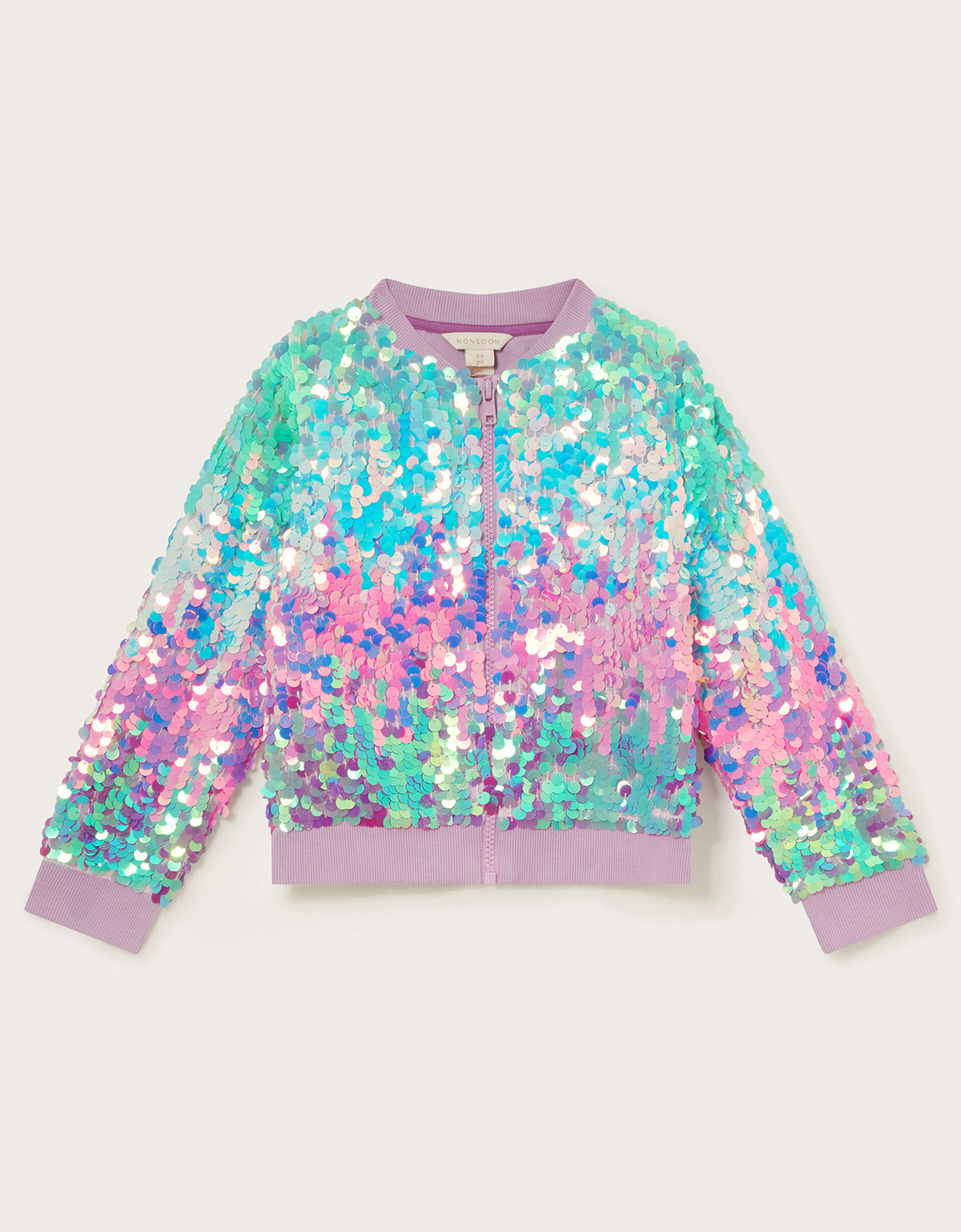 Sequin Ombre Bomber Jacket Purple | Girls' Coats & Jackets | Monsoon UK.