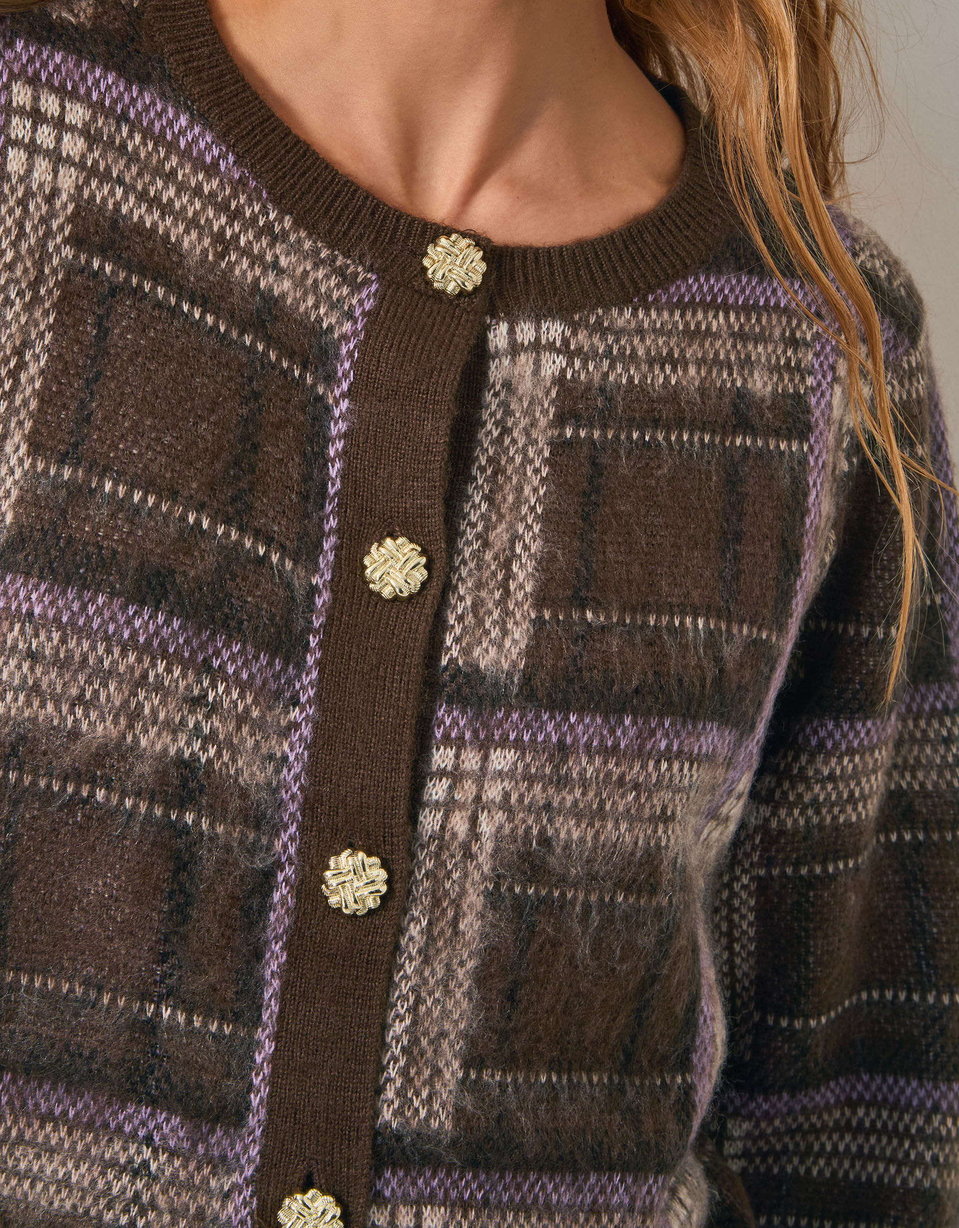 Carmen Check Cardigan Brown | Cardigans | Monsoon UK.