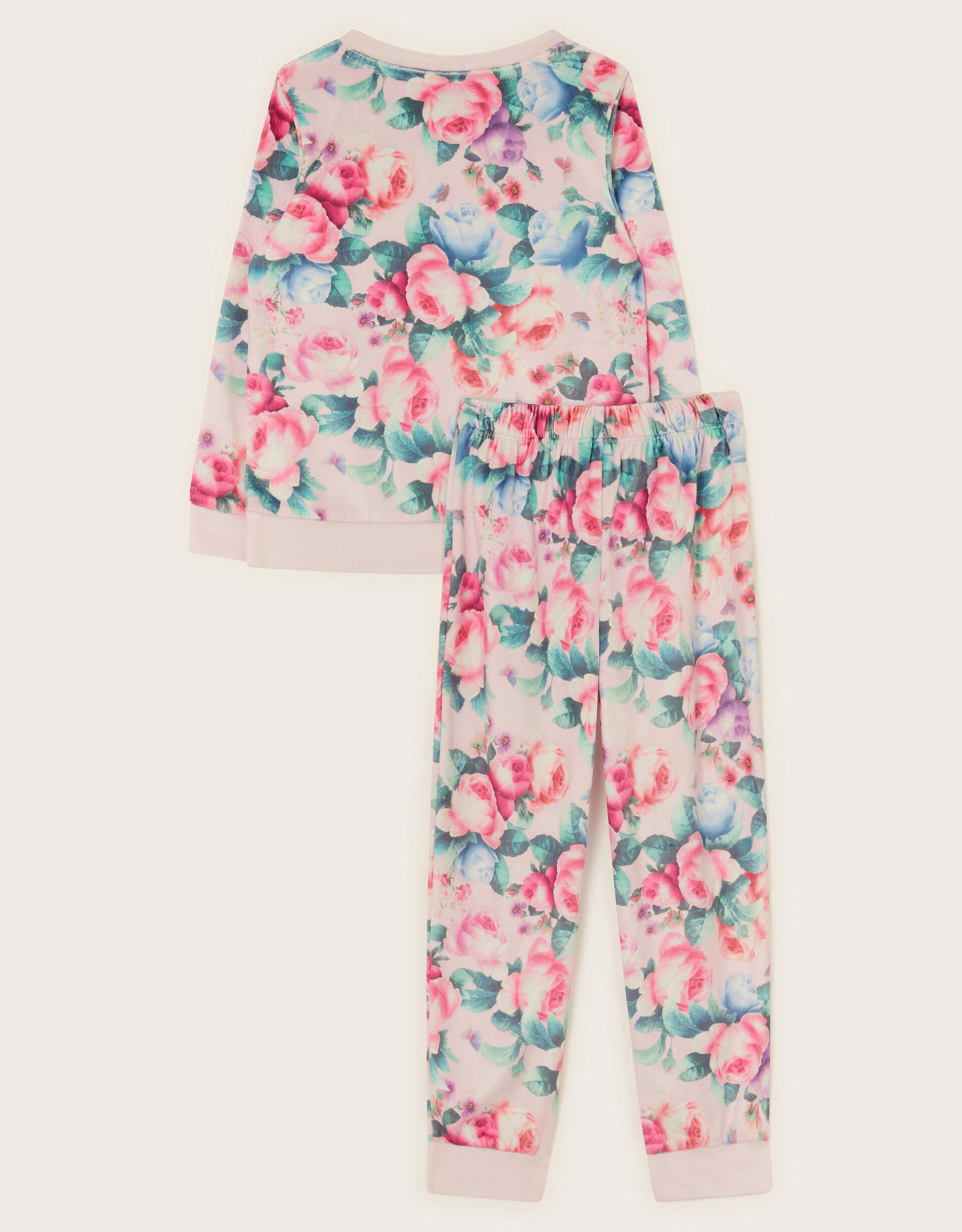 Velour Roses Pyjama Set Pink