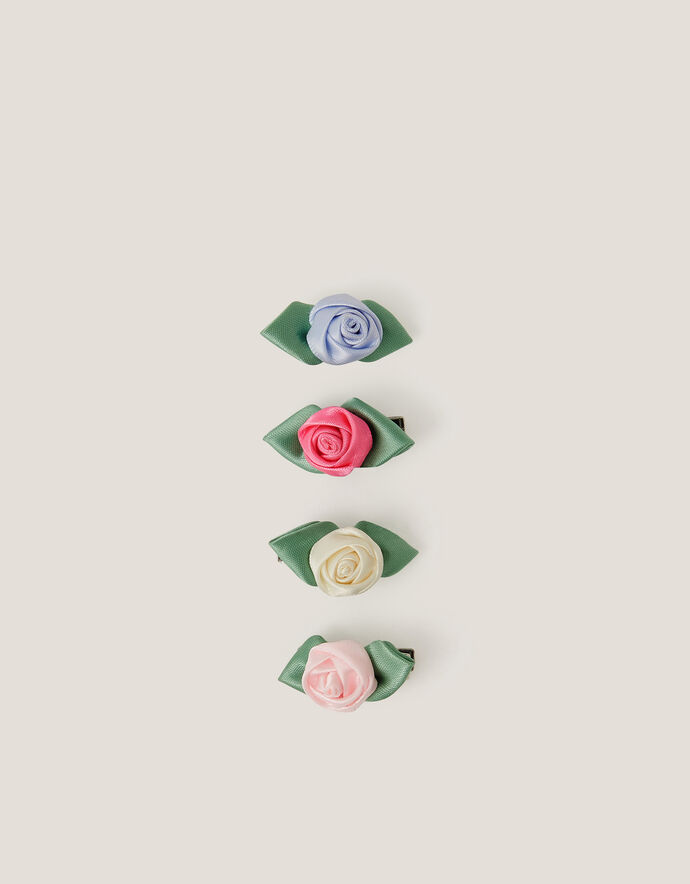 4-Pack Mini Satin Rose Hair Clips