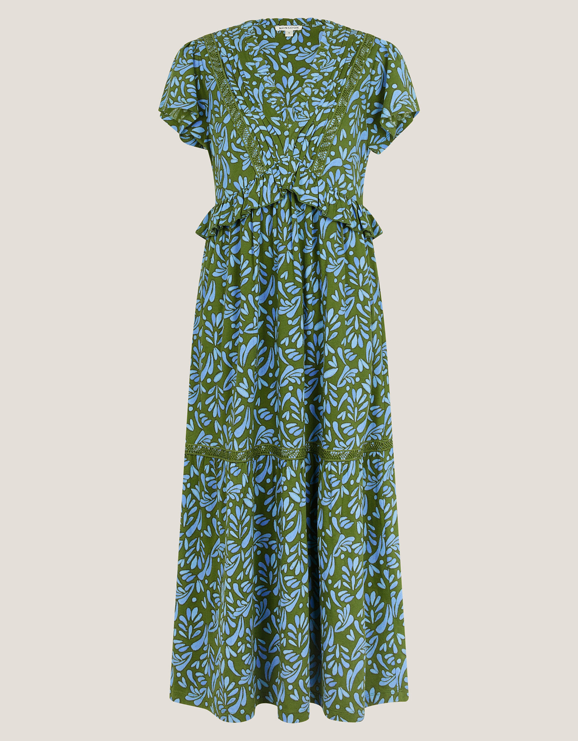 Bryony Print Jersey Midi Dress Green | Midi Dresses | Monsoon UK.