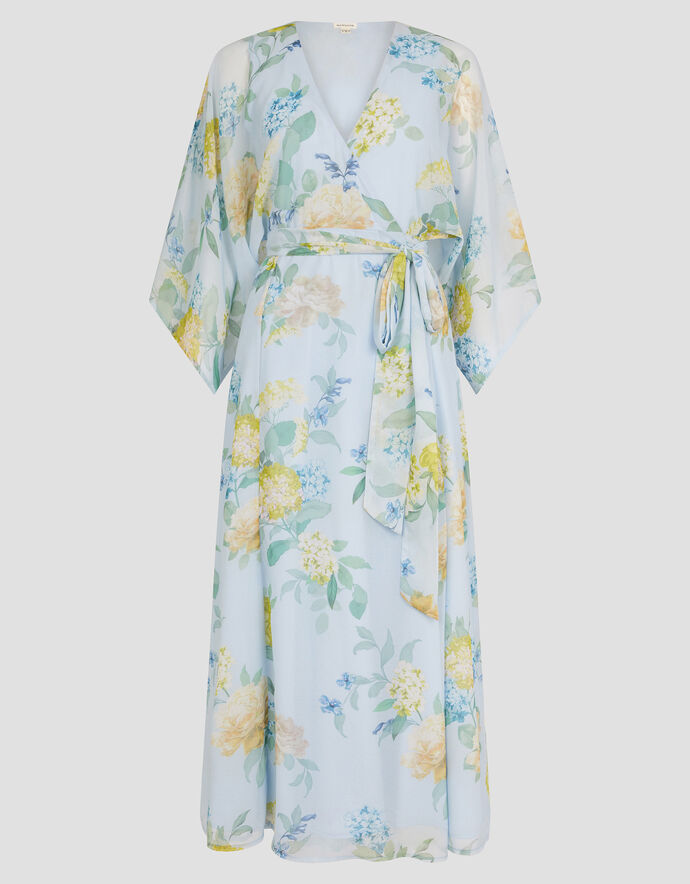 Rowan Floral Wrap Midi Dress Blue | Evening Dresses | Monsoon UK.
