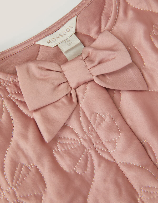 Bow Quilted Satin Jacket Pink | Girls' Cardigans | Monsoon UK.
