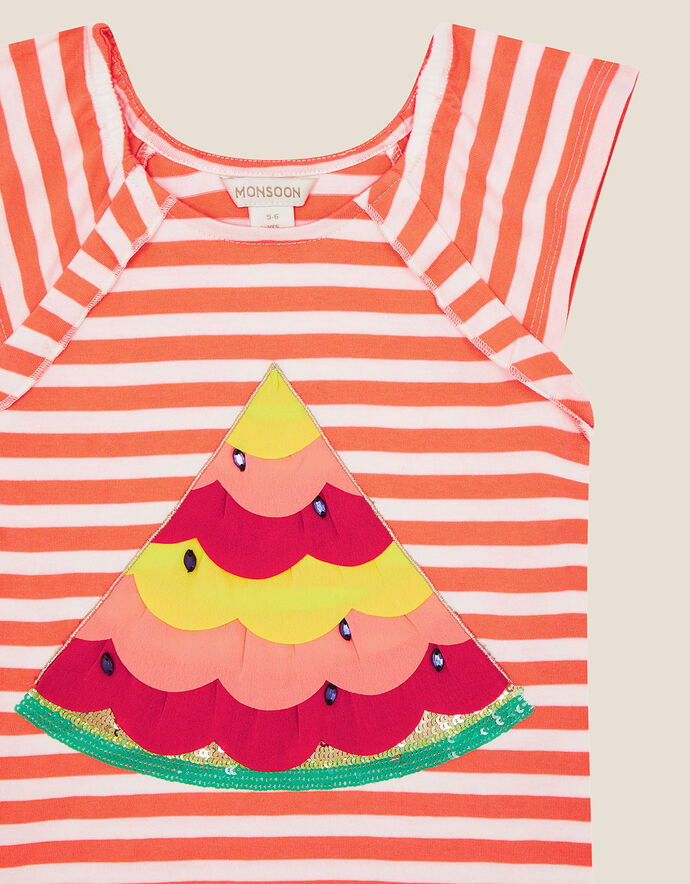 Sequin Watermelon Stripe Top Orange