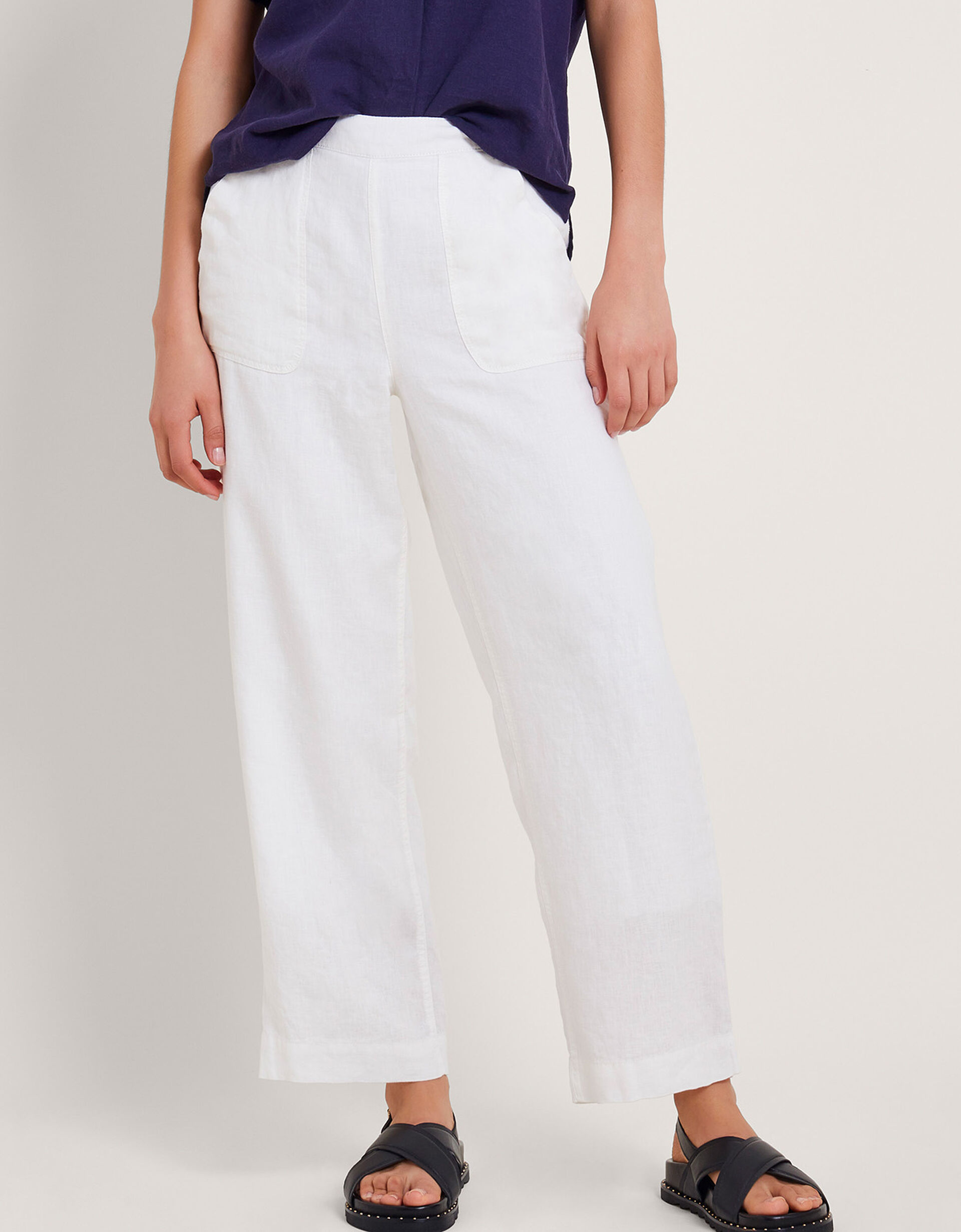 Parker Short-Length Linen Trousers White | Trousers & Leggings ...