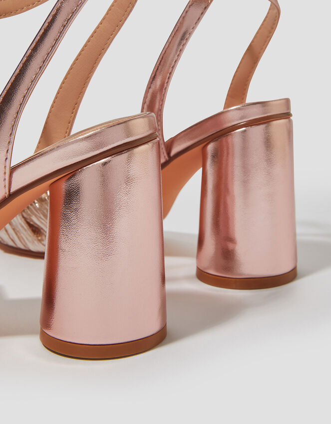 Metallic Twist Front Heeled Sandals Pink | Occasion Shoes | Monsoon UK.