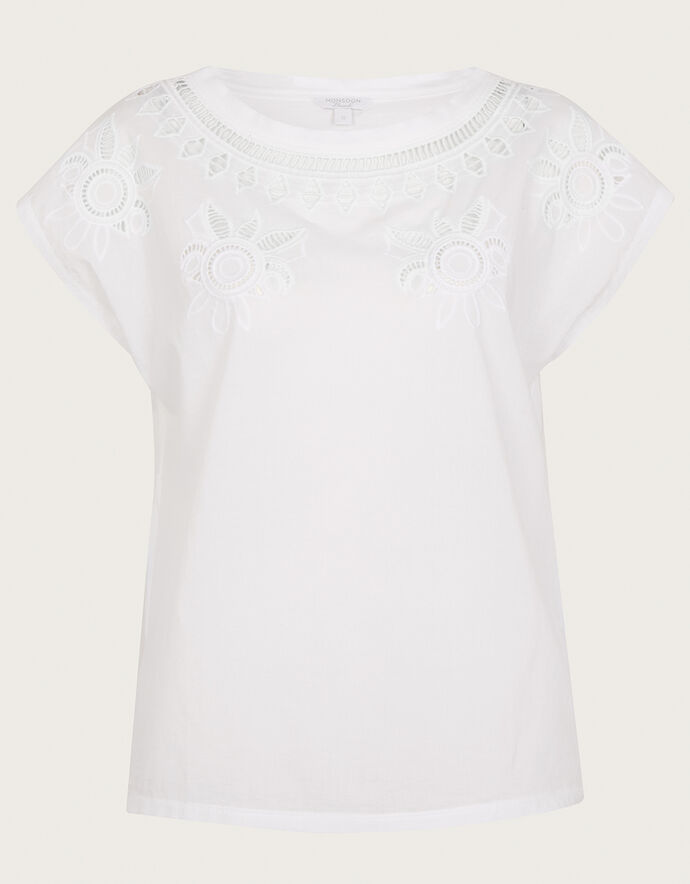 Floral Cut-Out T-Shirt Ivory | Tops & T-shirts | Monsoon UK.