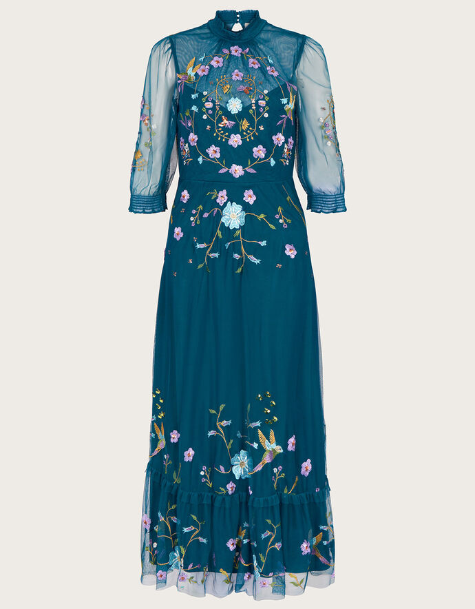Francesca Embroidered Midi Dress Blue