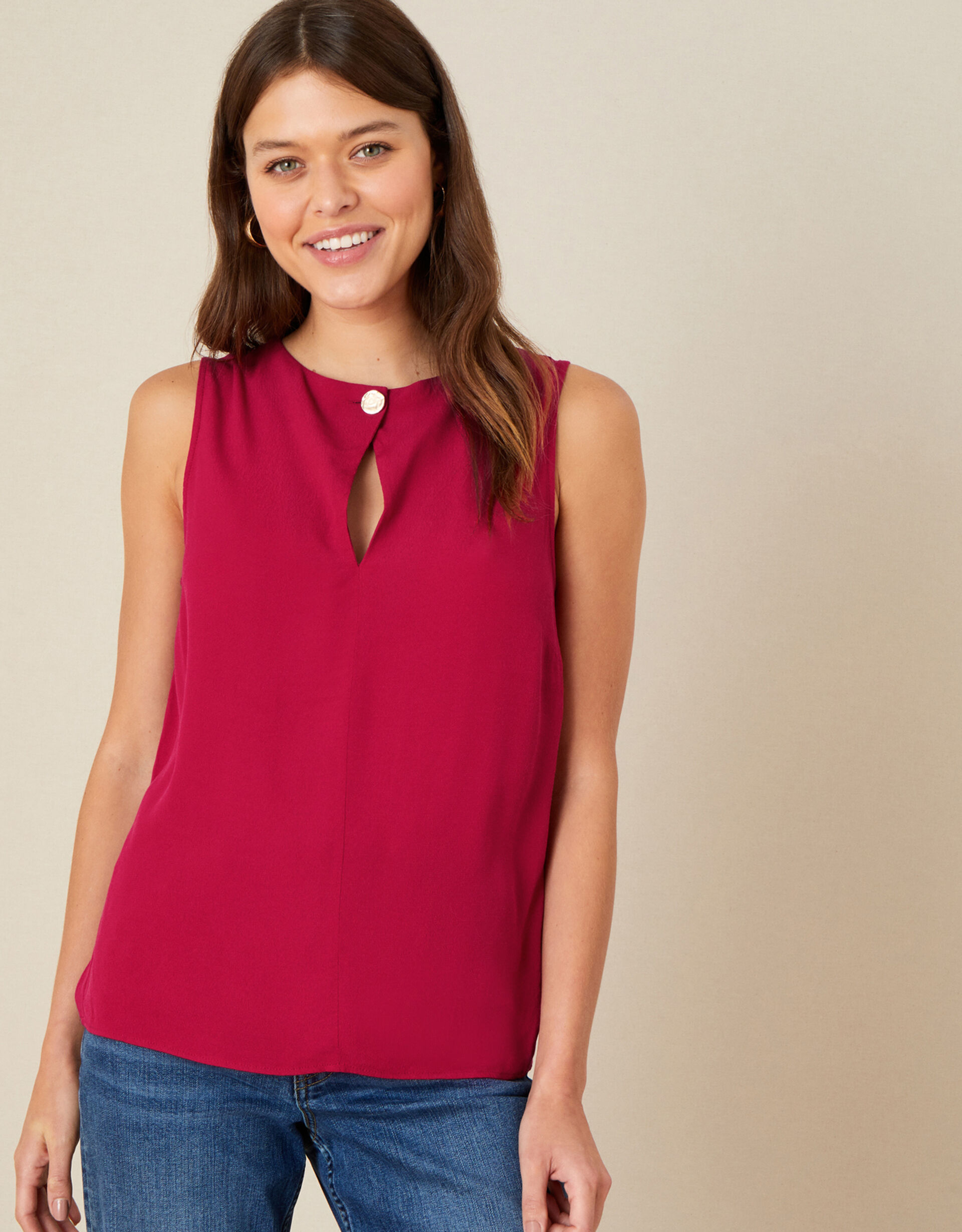 Button Tank Top Red