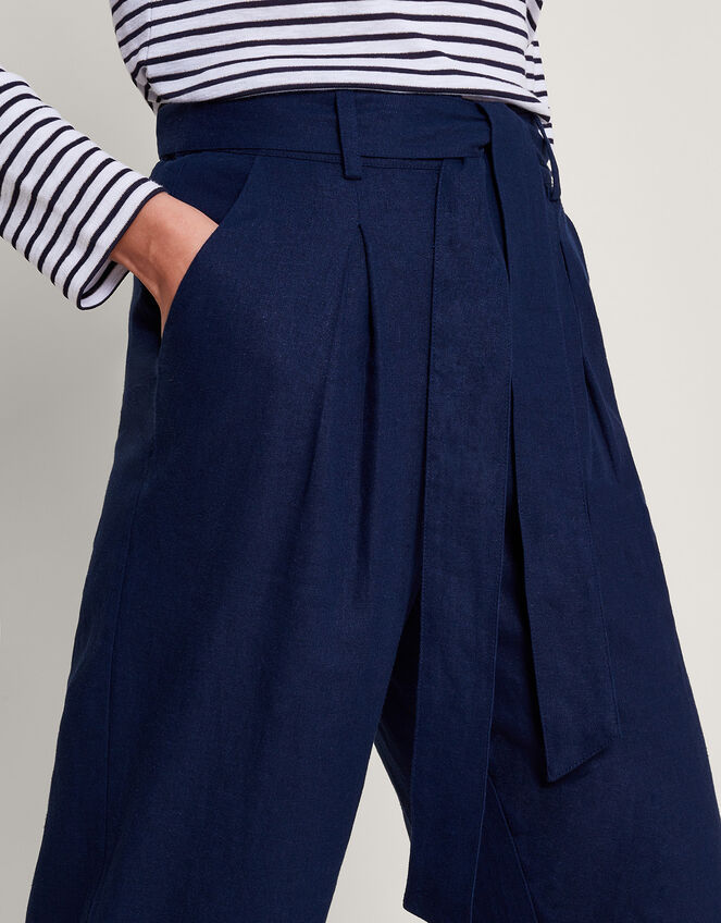 Mabel Regular Length Linen Trousers Blue | Trousers & Leggings ...